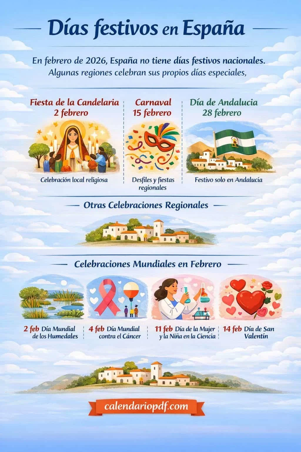 Calendario Febrero 2026 Para Imprimir PDF y Excel